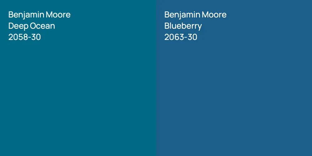 Benjamin Moore Deep Ocean vs. Benjamin Moore Blueberry comparison