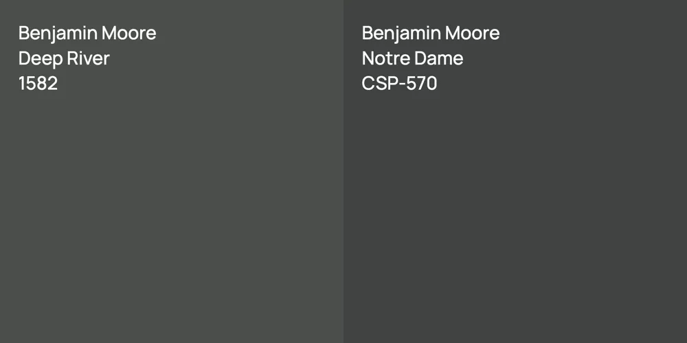 Benjamin Moore Deep River vs. Benjamin Moore Notre Dame comparison