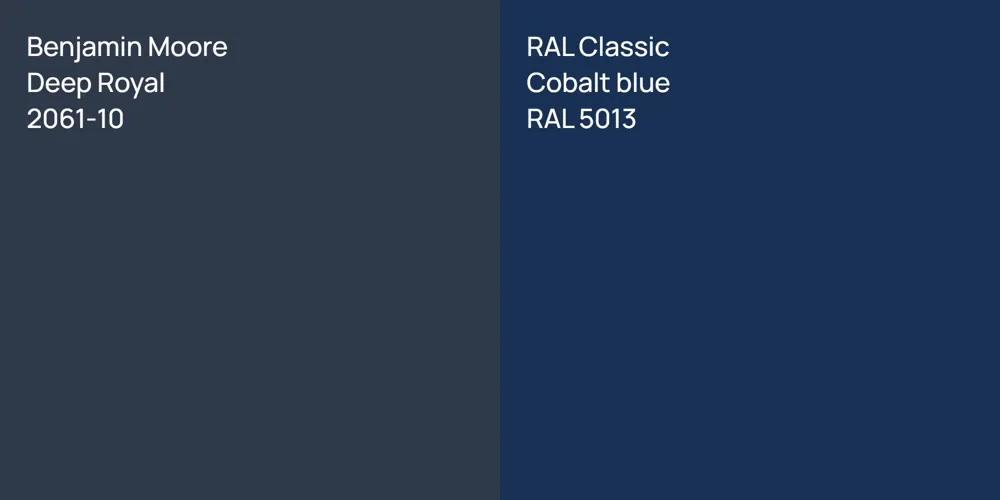 Benjamin Moore Deep Royal vs. RAL Classic Cobalt blue comparison