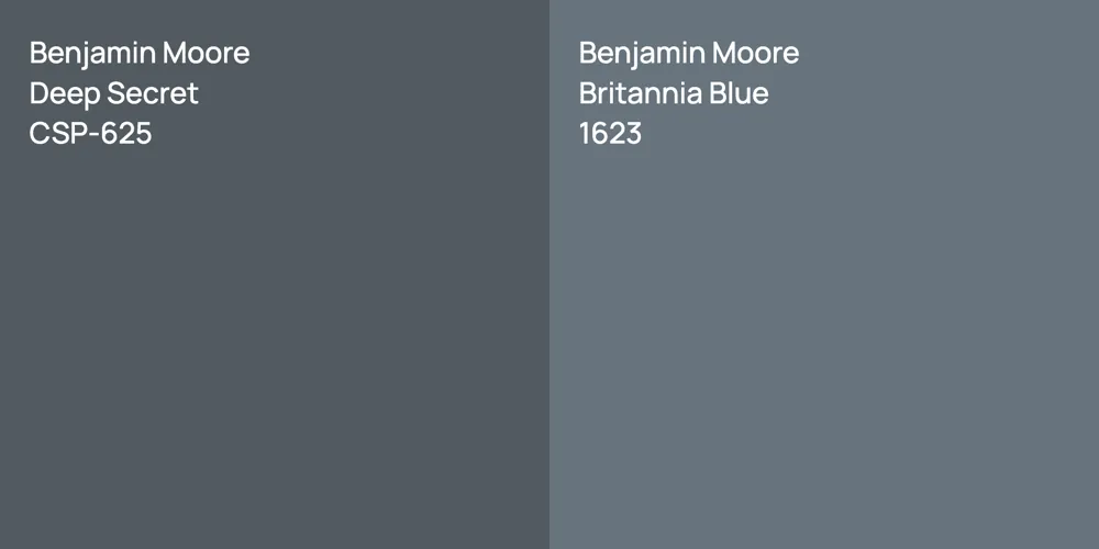 Benjamin Moore Deep Secret vs. Benjamin Moore Britannia Blue comparison