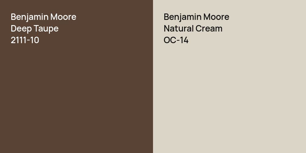 Benjamin Moore Deep Taupe vs. Benjamin Moore Natural Cream comparison