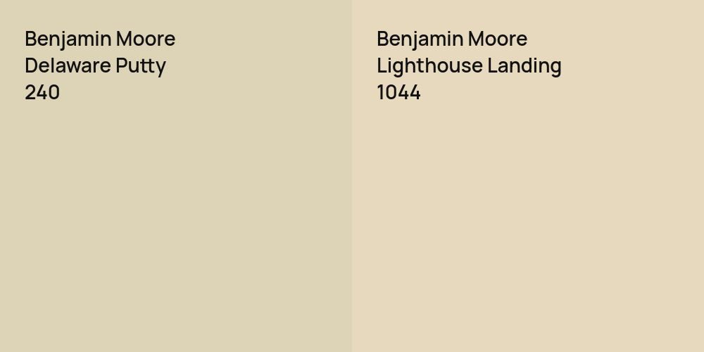Benjamin Moore Delaware Putty vs. Benjamin Moore Lighthouse Landing comparison