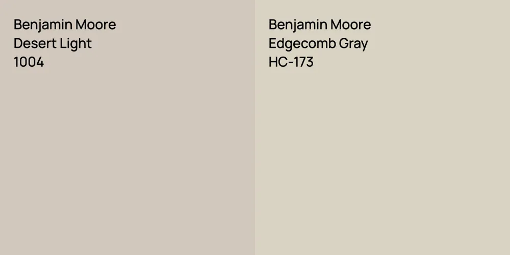 Benjamin Moore Desert Light vs. Benjamin Moore Edgecomb Gray comparison