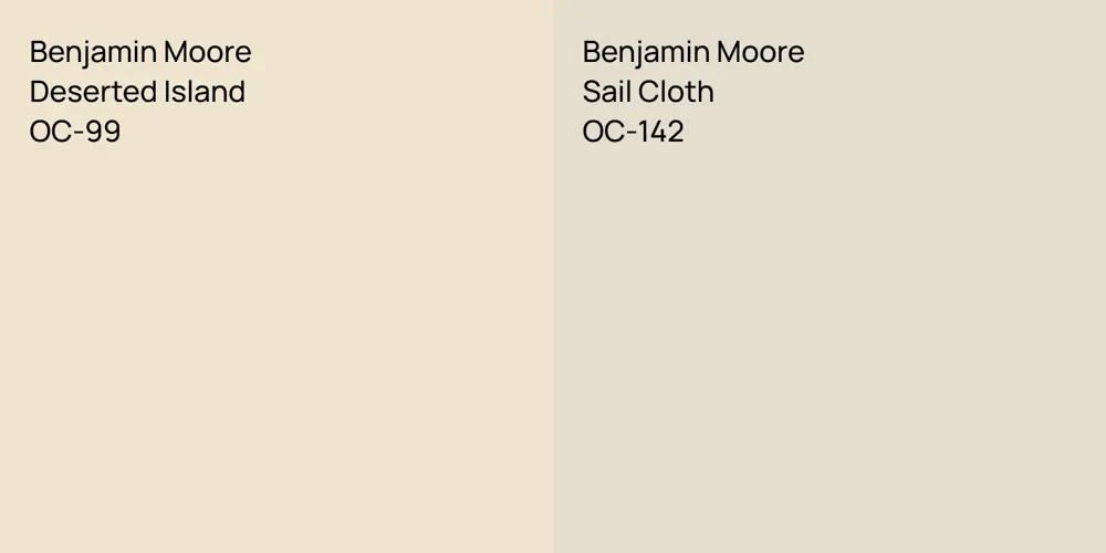 Benjamin Moore Deserted Island vs. Benjamin Moore Sail Cloth comparison