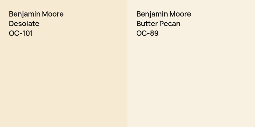 Benjamin Moore Desolate vs. Benjamin Moore Butter Pecan comparison