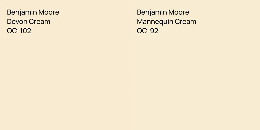 Benjamin Moore Devon Cream vs. Benjamin Moore Mannequin Cream comparison