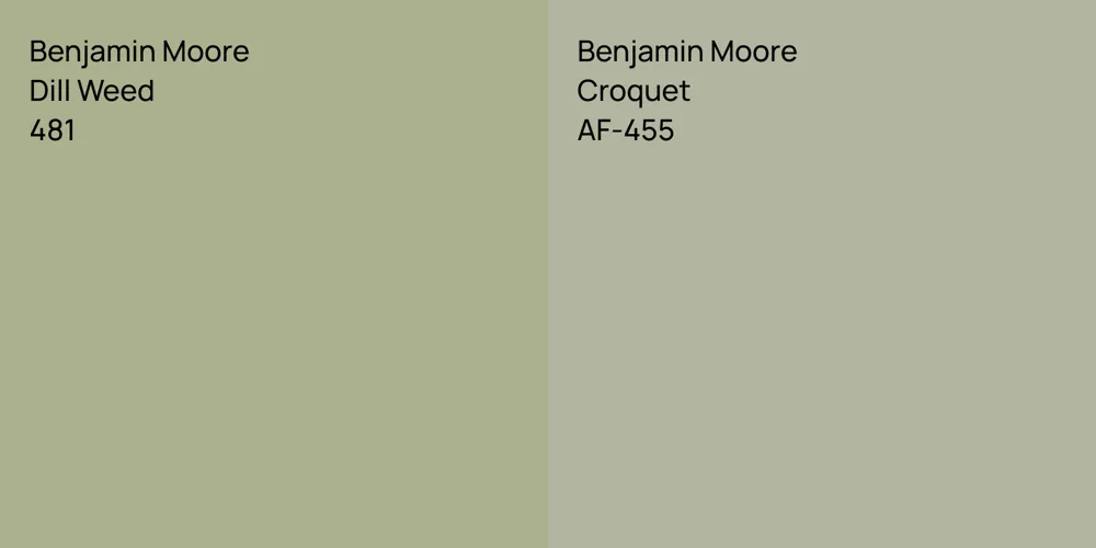 Benjamin Moore Dill Weed vs. Benjamin Moore Croquet comparison