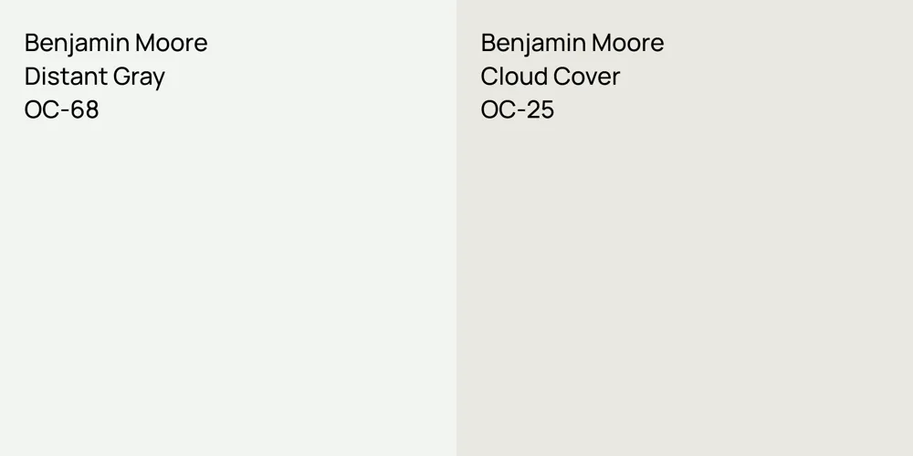 Benjamin Moore Distant Gray vs. Benjamin Moore Cloud Cover comparison