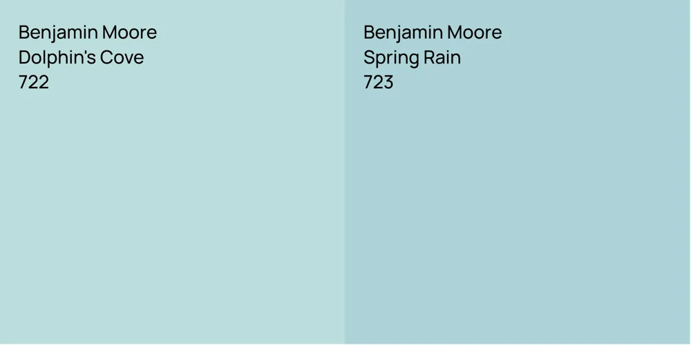 Benjamin Moore Dolphin's Cove vs. Benjamin Moore Spring Rain comparison