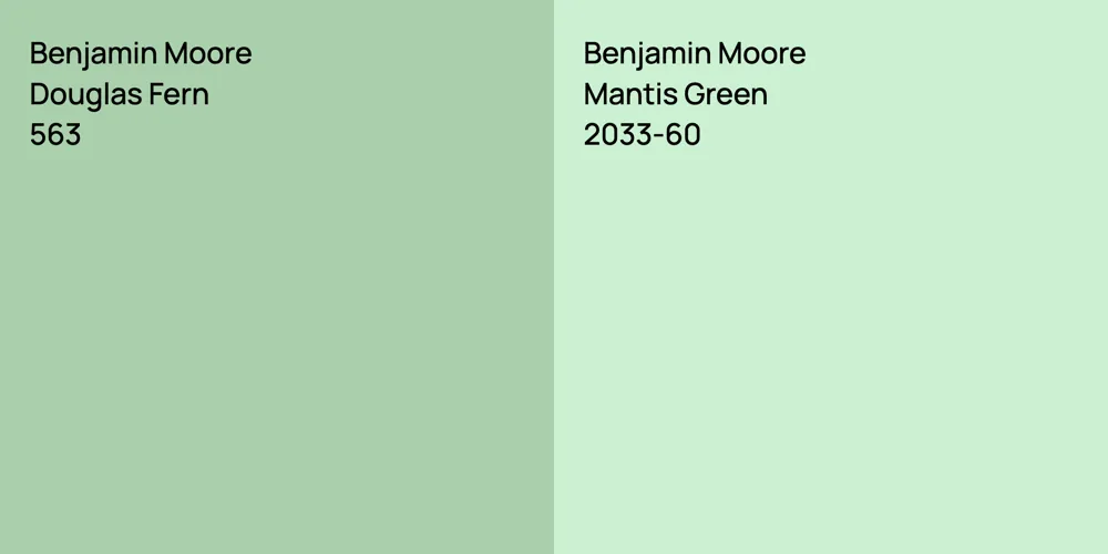 Benjamin Moore Douglas Fern vs. Benjamin Moore Mantis Green comparison
