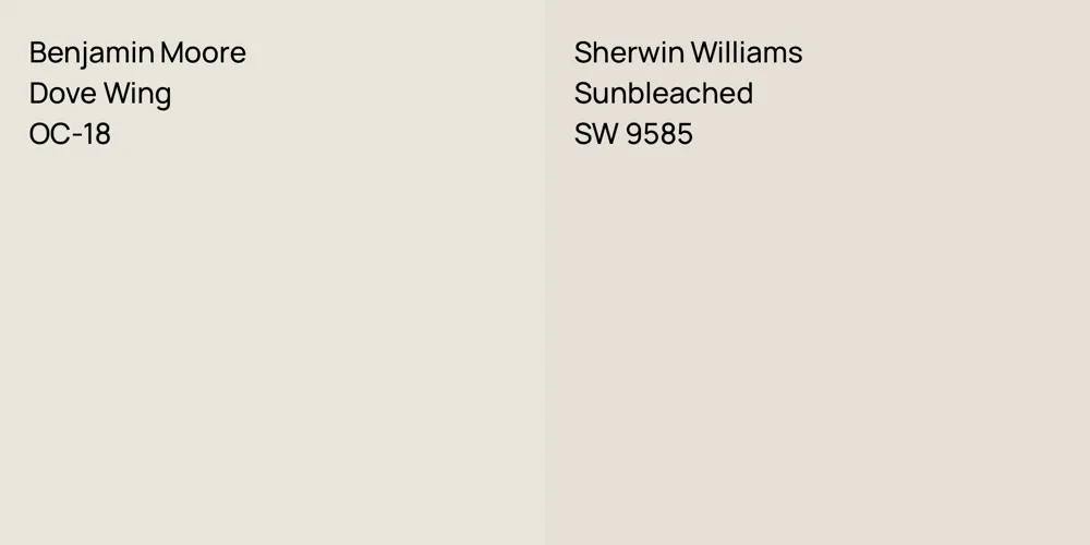 Benjamin Moore Dove Wing vs. Sherwin Williams Sunbleached comparison