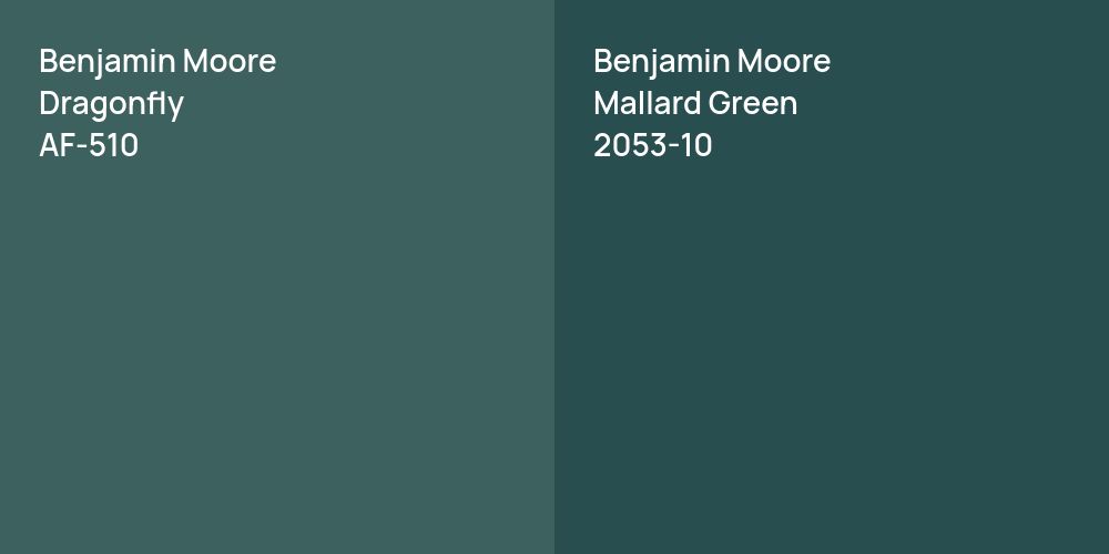 Benjamin Moore Dragonfly vs. Benjamin Moore Mallard Green comparison