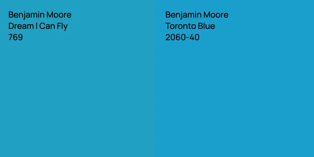 Benjamin Moore Dream I Can Fly vs. Benjamin Moore Toronto Blue comparison