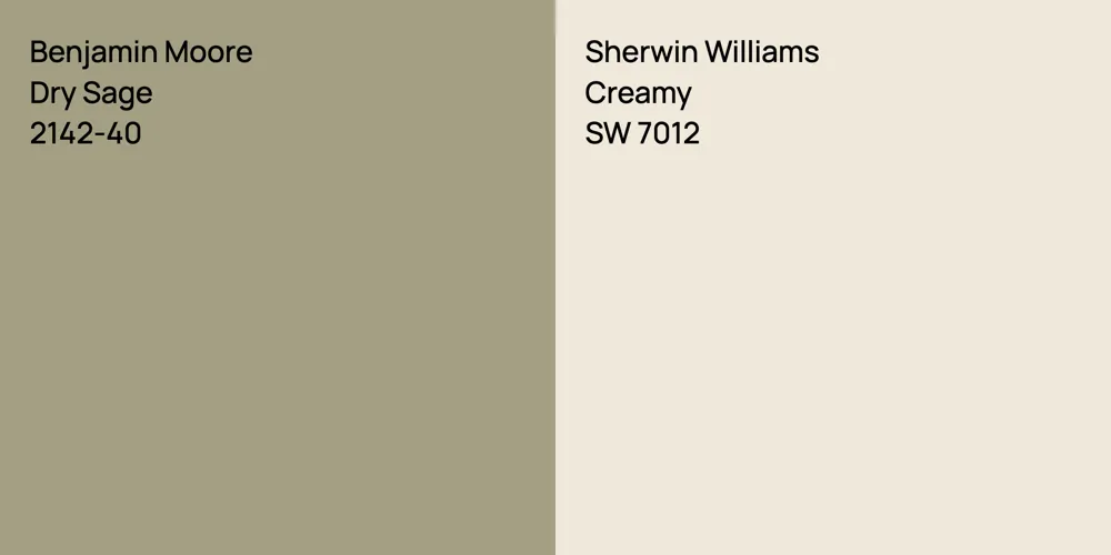 Benjamin Moore Dry Sage vs. Sherwin Williams Creamy comparison