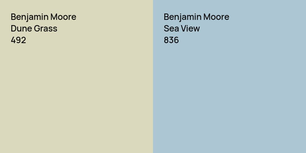 Benjamin Moore Dune Grass vs. Benjamin Moore Sea View comparison