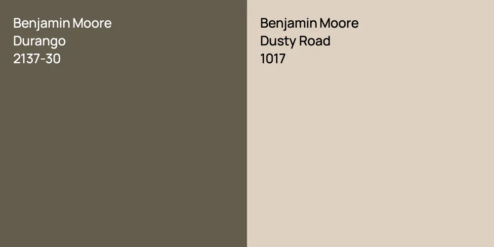 Benjamin Moore Durango vs. Benjamin Moore Dusty Road comparison