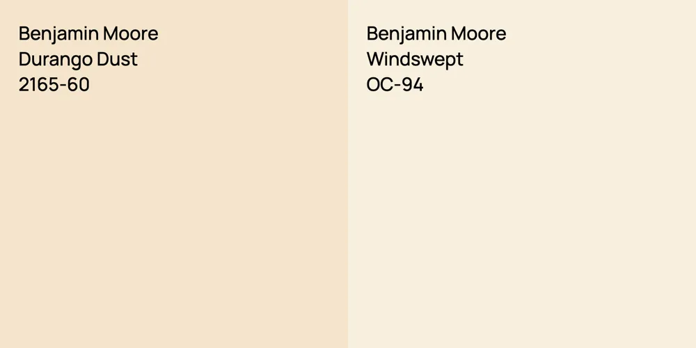 Benjamin Moore Durango Dust vs. Benjamin Moore Windswept comparison