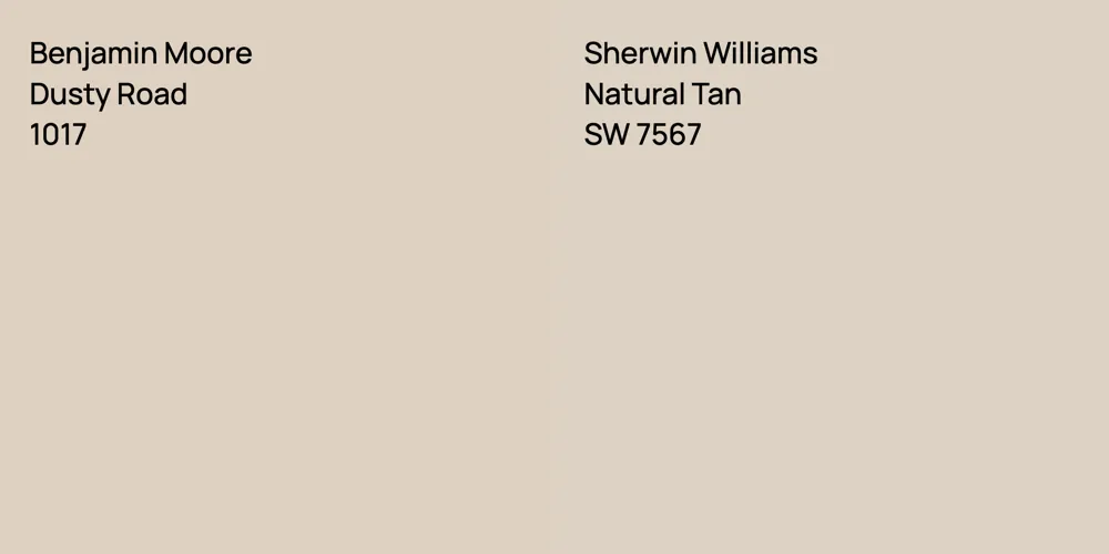 Benjamin Moore Dusty Road vs. Sherwin Williams Natural Tan comparison