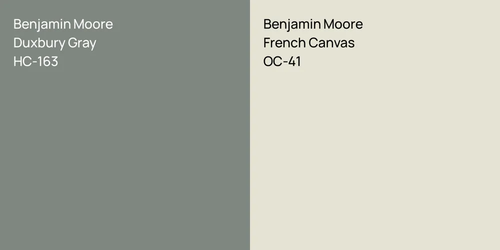 Benjamin Moore Duxbury Gray vs. Benjamin Moore French Canvas comparison