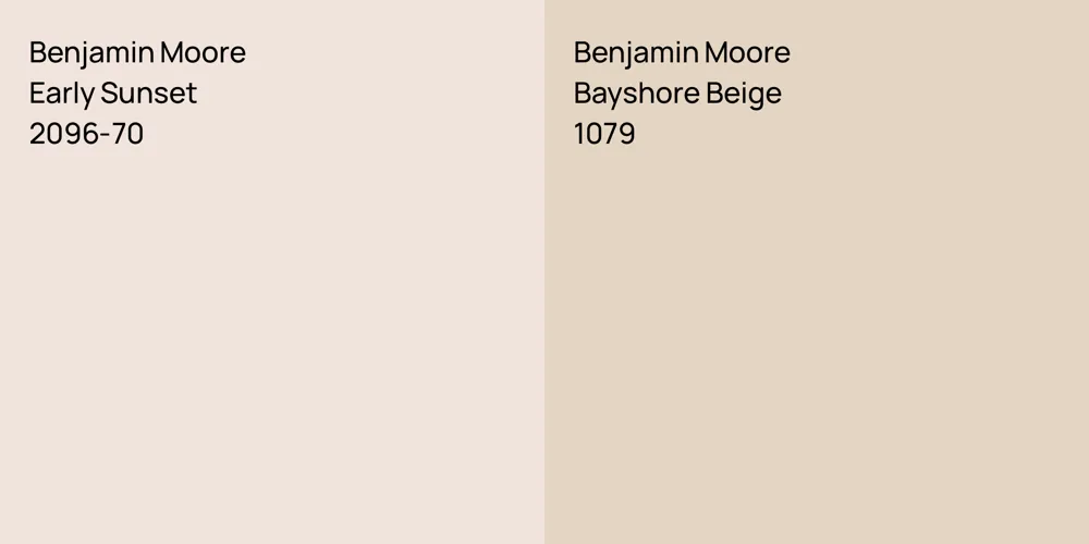 Benjamin Moore Early Sunset vs. Benjamin Moore Bayshore Beige comparison