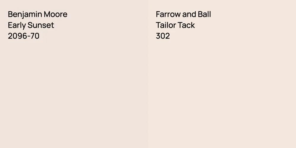Benjamin Moore Early Sunset vs. Farrow and Ball Tailor Tack comparison