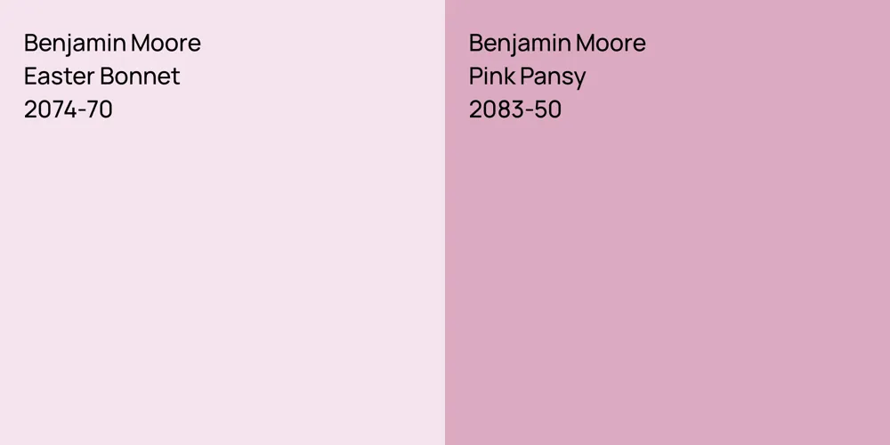 Benjamin Moore Easter Bonnet vs. Benjamin Moore Pink Pansy comparison