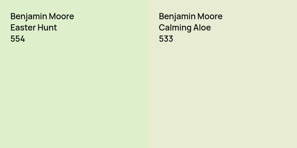 Benjamin Moore Easter Hunt vs. Benjamin Moore Calming Aloe comparison