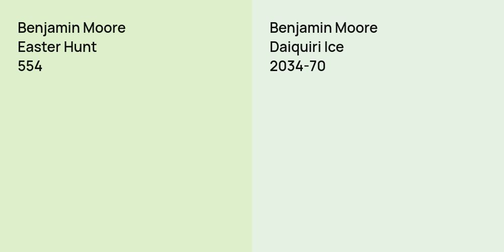 Benjamin Moore Easter Hunt vs. Benjamin Moore Daiquiri Ice comparison