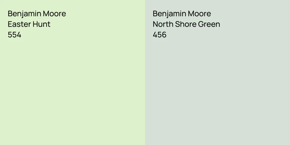 Benjamin Moore Easter Hunt vs. Benjamin Moore North Shore Green comparison