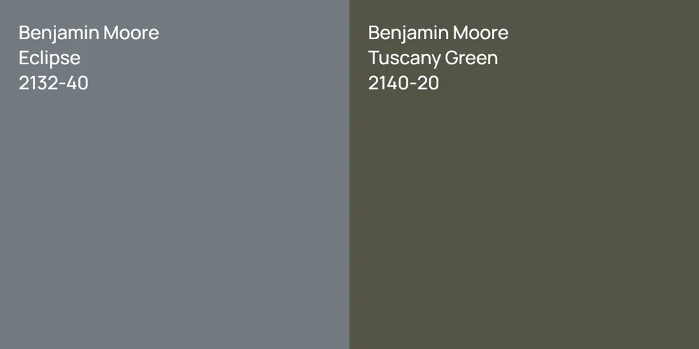 Benjamin Moore Eclipse vs. Benjamin Moore Tuscany Green comparison