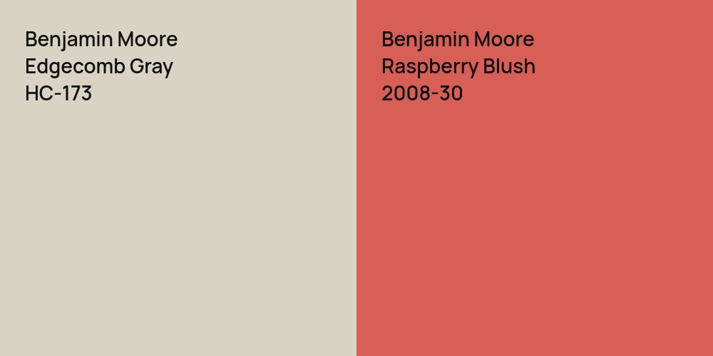 Benjamin Moore Edgecomb Gray vs. Benjamin Moore Raspberry Blush comparison