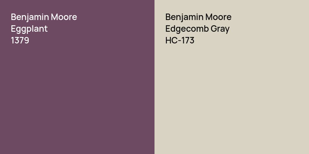 Benjamin Moore Eggplant vs. Benjamin Moore Edgecomb Gray comparison