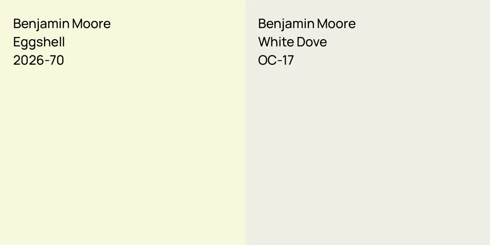 Benjamin Moore Eggshell vs. Benjamin Moore White Dove comparison