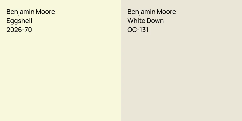 Benjamin Moore Eggshell vs. Benjamin Moore White Down comparison