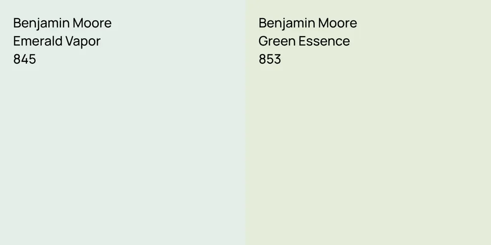 Benjamin Moore Emerald Vapor vs. Benjamin Moore Green Essence comparison