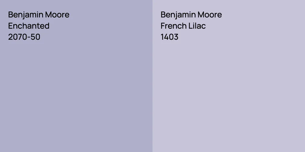 Benjamin Moore Enchanted vs. Benjamin Moore French Lilac comparison