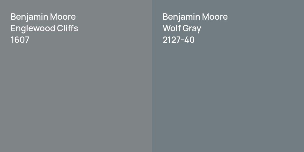 Benjamin Moore Englewood Cliffs vs. Benjamin Moore Wolf Gray comparison