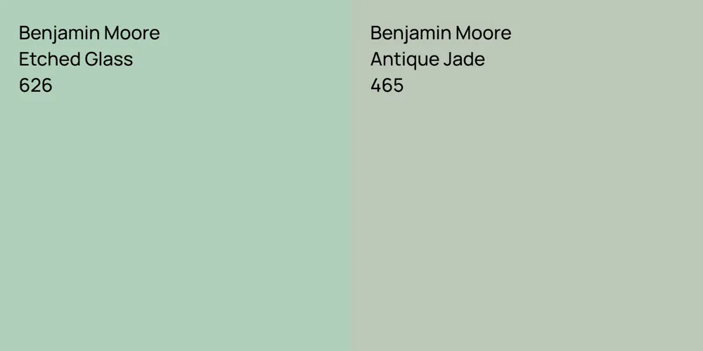 Benjamin Moore Etched Glass vs. Benjamin Moore Antique Jade comparison