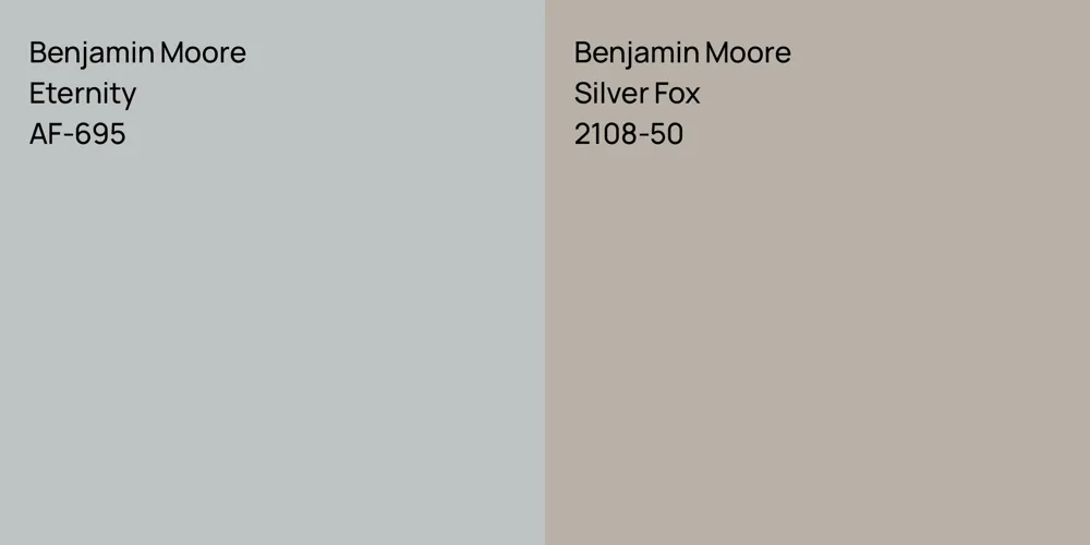 Benjamin Moore Eternity vs. Benjamin Moore Silver Fox comparison