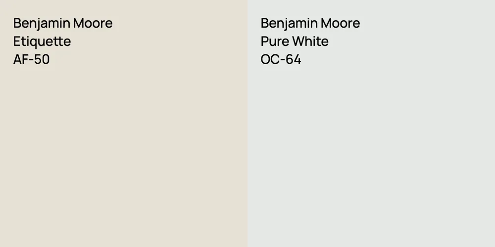 Benjamin Moore Etiquette vs. Benjamin Moore Pure White comparison
