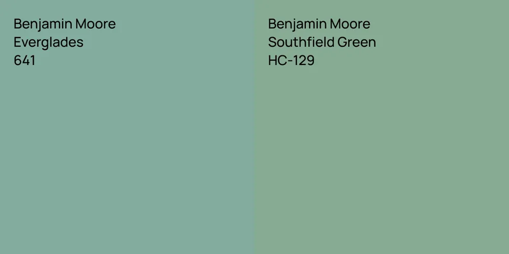 Benjamin Moore Everglades vs. Benjamin Moore Southfield Green comparison