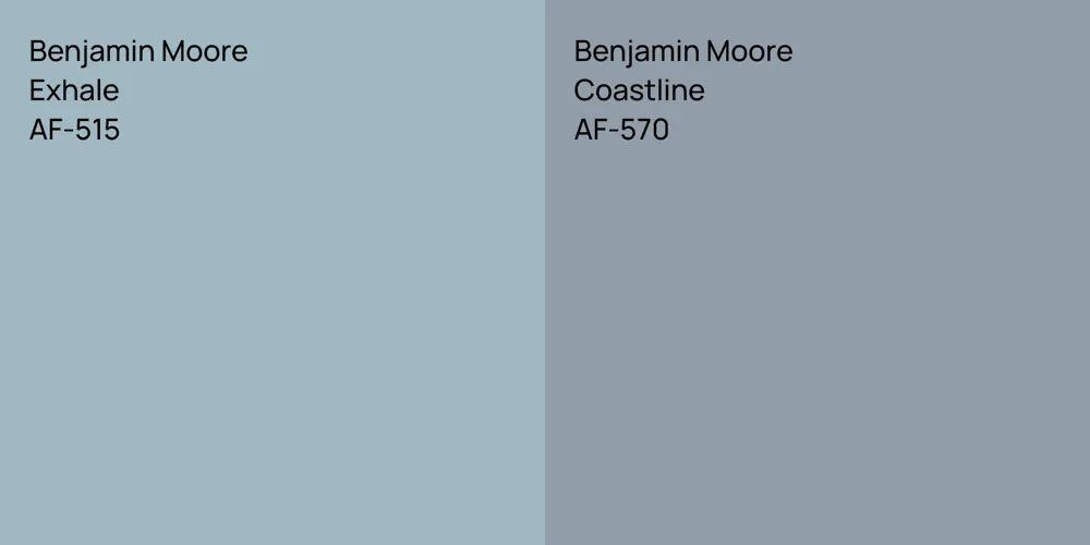 Benjamin Moore Exhale vs. Benjamin Moore Coastline comparison