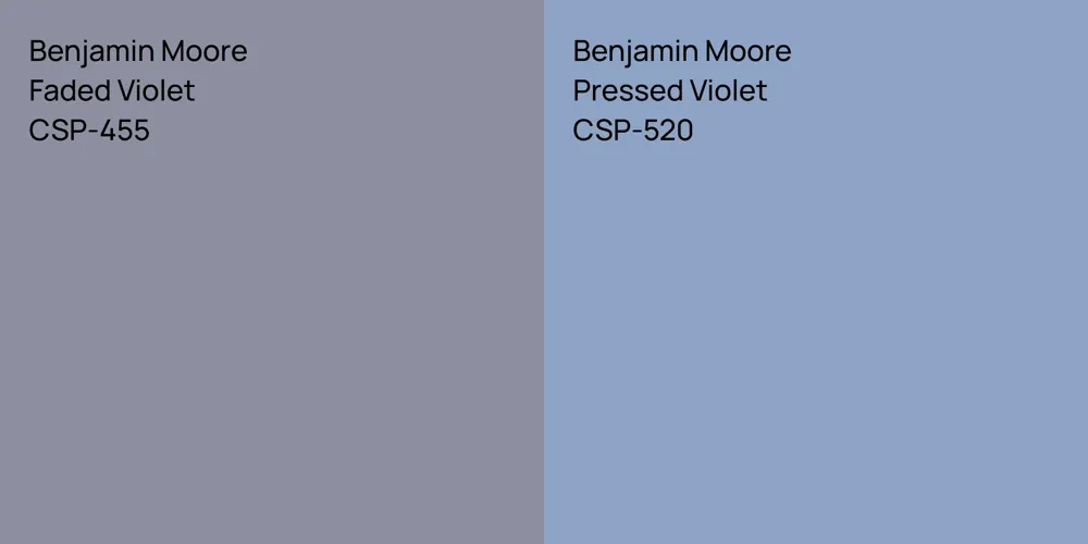 Benjamin Moore Faded Violet vs. Benjamin Moore Pressed Violet comparison