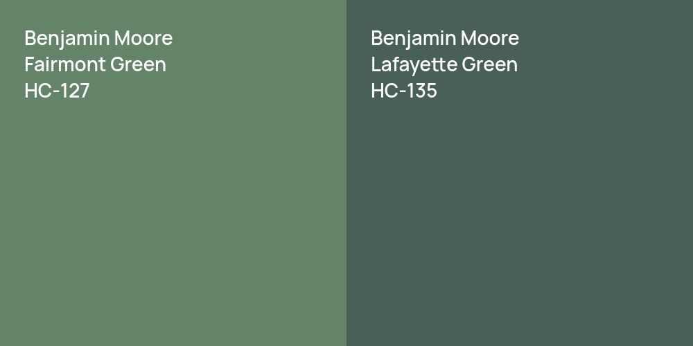 Benjamin Moore Fairmont Green vs. Benjamin Moore Lafayette Green comparison