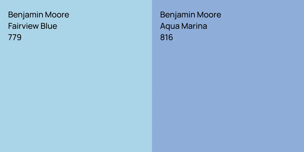 Benjamin Moore Fairview Blue vs. Benjamin Moore Aqua Marina comparison