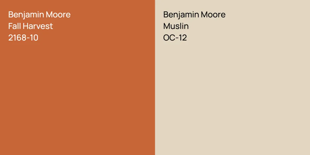 Benjamin Moore Fall Harvest vs. Benjamin Moore Muslin comparison