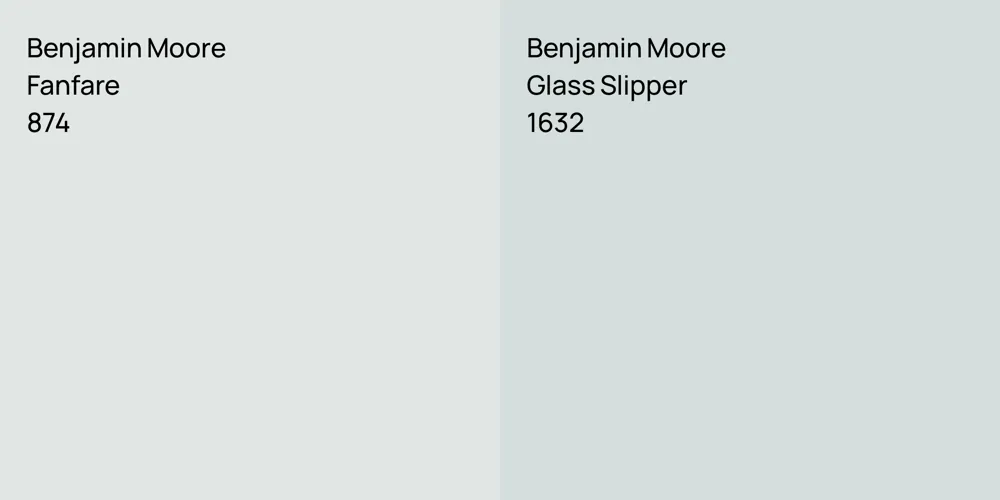 Benjamin Moore Fanfare vs. Benjamin Moore Glass Slipper comparison