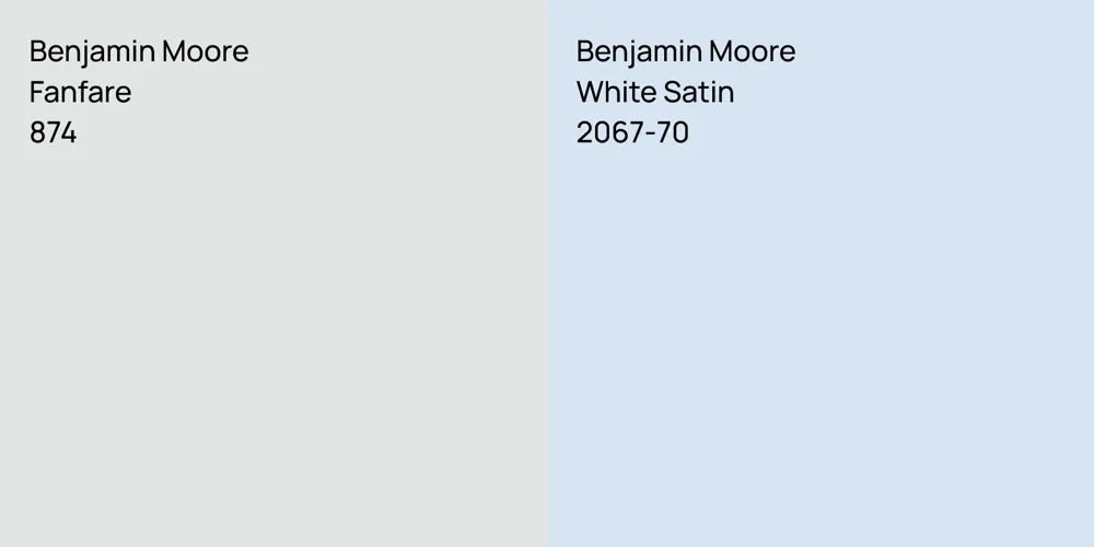 Benjamin Moore Fanfare vs. Benjamin Moore White Satin comparison