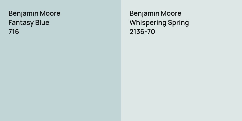 Benjamin Moore Fantasy Blue vs. Benjamin Moore Whispering Spring comparison