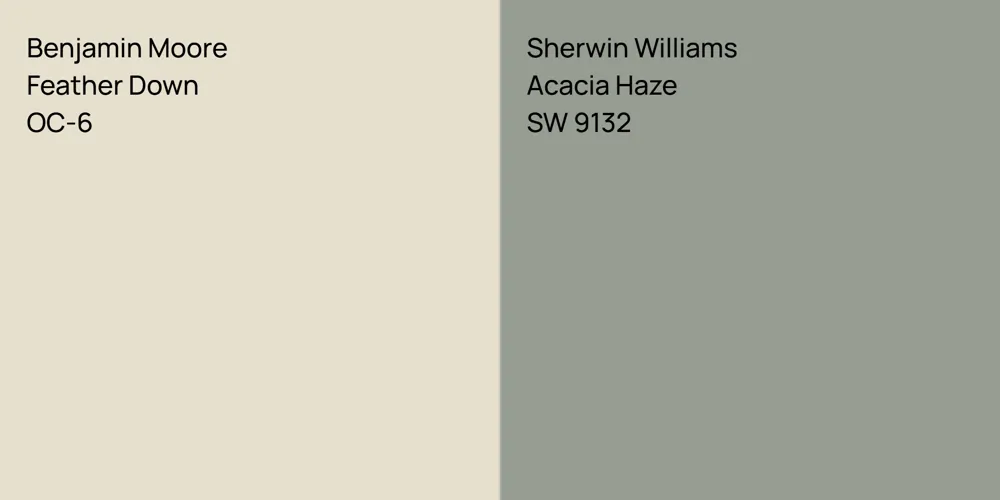 Benjamin Moore Feather Down vs. Sherwin Williams Acacia Haze comparison